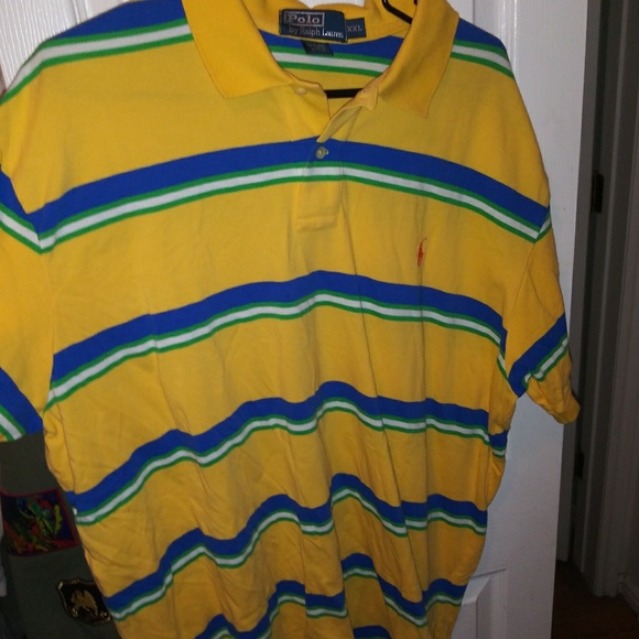 Polo Ralph Lauren | Shirts | Mens Multi Colored Polo Shirt Yellow Blue ...